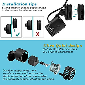 DOMICA Aquarium Wave Maker Power Head with Magnetic Mount Suction 800GPH, Fresh or Saltwater Tank Circulation Pump for Under 20 Gallon Fish Tank 3W