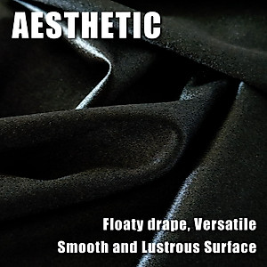 Spandex Fabric by The Yard, Black Stretch Fabric 2 Yards, 60" Inch Wide, Polyester Bridal Solid Silky Satin Fabric for Sewing, Pillow Case, Wedding, Bridal, Costume, DIY Crafting