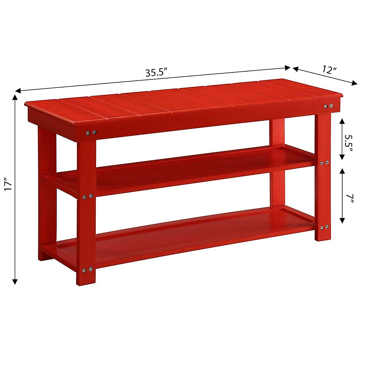 Convenience Concepts Oxford Utility Mudroom Bench, Red