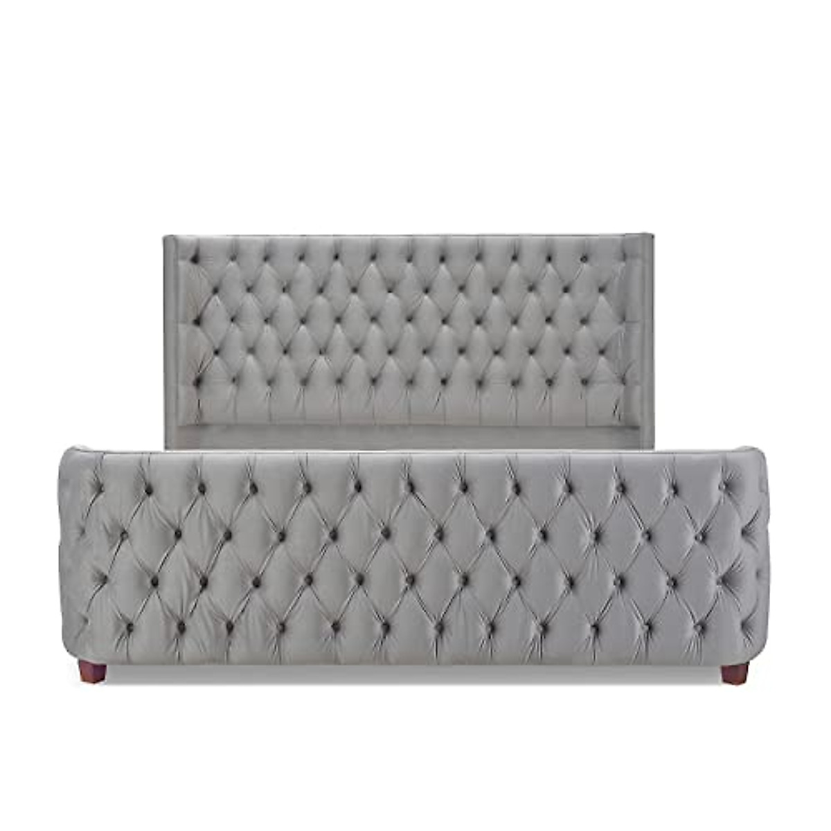 Jennifer Taylor Home Brooklyn Sleigh, King (U.S. Standard), Opal Grey Velvet