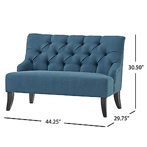 Christopher Knight Home Nicole Fabric Settee, Dark Blue