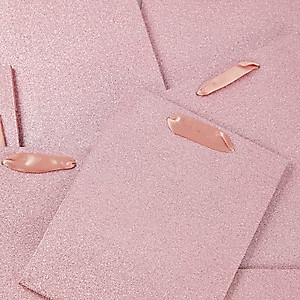 UNIQOOO 12Pcs Embossed Pink Glitter Gift Bags with 24 Tissue Paper Bulk, M 9x7 In, Rose Gold Gift Wrap Bags, Wedding Bridal Favor Bag Gift Packaging, For Christmas, Baby Shower Birthday Holiday Party