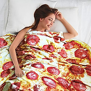moonysweet Pizza Blanket for Adult and Kids Novelty Food Blanket Adult Size Funny Realistic Throw Blanket Fuzzy Fleece Blanket Flannel Gift for Teens Boys and Girls 60 inches