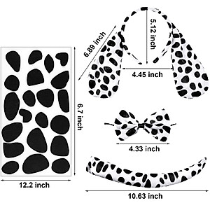 WILLBOND Dalmatian Dog Ear Headband, Bow Tie, Tail Set with 4 Sheets Adhesive Felt Circles Felt Pads for Halloween DIY Projects Costume Party Decorations Supplies