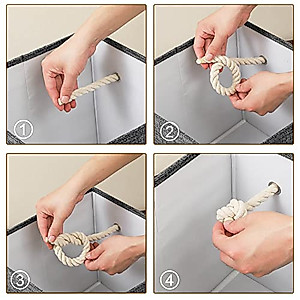 Yawinhe Collapsible Storage Basket 6-Pack, Open Storage Cube Bins with Thick Rope Handles, for Organizing, Shelves, Toys, Clothes, Office, 12.6x12.6x12.6in, Grey, SNK033G-6