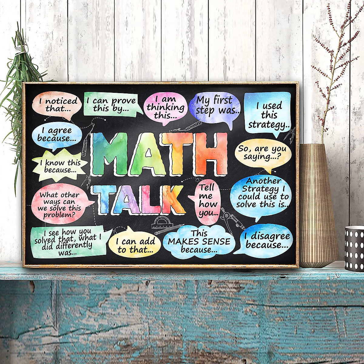 Minitowz Math talk Poster Collection Classroom Decor Teacher Wall Decoration, Decorations No Frame Full Size Print Gift for Back To School High posters 24x36 inch