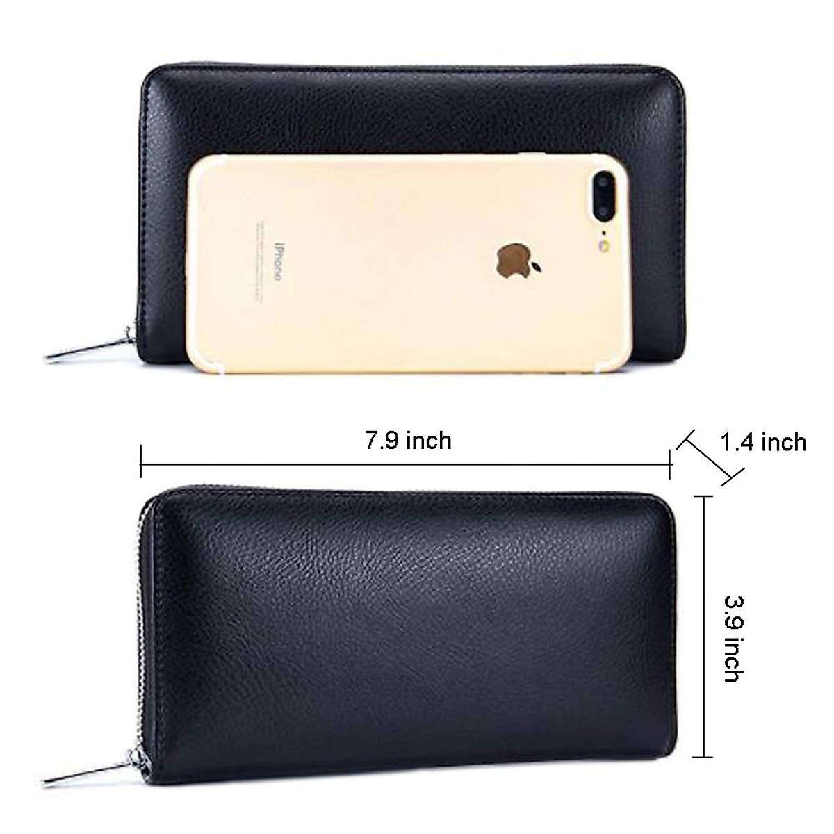 HMBON Leather Organ Card Long Wallet RFID Blocking Multi-card Multi-function Men And Women Large-capacity Business Card Package (Coffee)