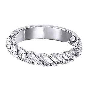 0.2 Ct White Diamond Twisted Engagement Wedding Ring In 14K Solid White Gold, Ring size-12.5