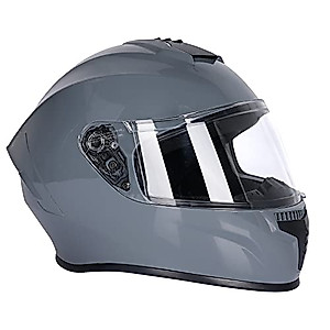 Full Face Motorcycle Street Bike Helmet with Motorcycle Gloves for Men and Women + 2 Visors DOT Model and Helmet Lock for BMX ATV MTB Riding, Road Racing, Cycling (MH-Dark Grey, X-Large)