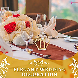 Fashionclubs Table Numbers, 1-40 Wedding Acrylic Table Numbers with Holder Base Party Card Table Holder,Hexagon Shape,Perfect for Wedding Reception and Decoration,Gold