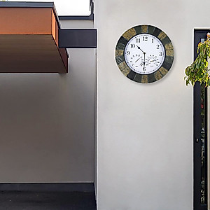 DORBOKER Outdoor Clock Thermometer and Hygrometer Combo, 14 Inch, Gray Slate, Unisex
