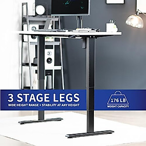 VIVO Electric Height Adjustable 60 x 24 inch Memory Stand Up Desk, Black Solid One-Piece Table Top, Black Frame, Touch Screen Preset Controller, 2E Series, DESK-KIT-2E6B