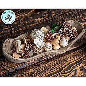 Moxy Meadows Wooden Dough Bowl - 16" long Wooden Decorative Bowl, great as a Centerpiece Bowl, Fruit Bowl, Bread Bowl or Farmhouse Décor. Add style to your home with our wooden dough bowls for décor.