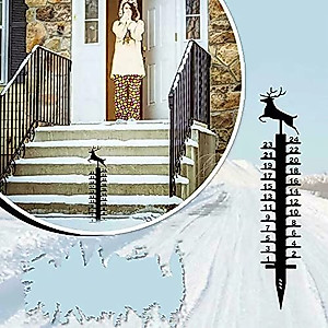 Iron Art Snow Gauge Outdoor 24 in Deer Snow Gauge, Handmade Metal Garden Snow Gauge Garden Pile (Reindeer)