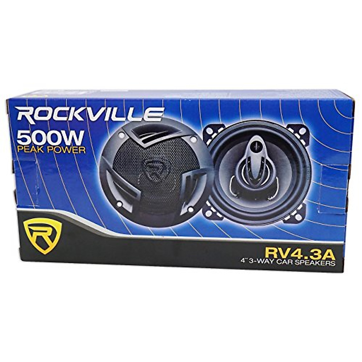 Pair Rockville RV4.3A 4" 3-Way Car Speakers 500 Watts / 70w RMS CEA Rated Total