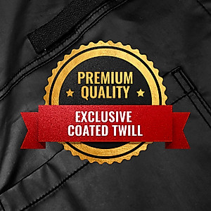 Under NY Sky No-Tie Panther Black Apron – Coated Twill with Leather Reinforcement, Split-Leg, Adjustable for Men and Women – Pro Barber, Tattoo, Barista, Bartender, Hair Stylist, Server Aprons