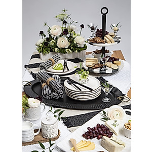Mud Pie, White/Black, Marble Tiered Server, 16 1/4" x 12" dia