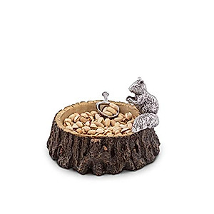 Arthur Court Designs Aluminum Standing Squirrel on Log Nut/Candy/Snack Bowl Dish 7 inch Diameter