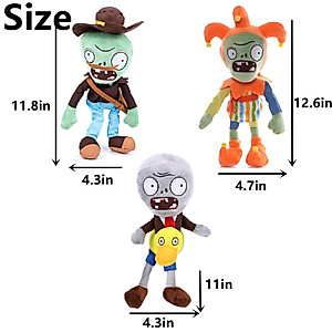 3 PCS Plants and Jester Plush Zombie Sets Toy Postman, 1 2 Stuffed Soft Jester Zombie Doll, Duck Zombies PVZ Plush Figure Doll New