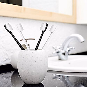 VEGOLS Adult Extra Soft Toothbrush with 20000 Soft Bristles, (Pack of 6) Micro Nano Manual Toothbrushes for Protect Sensitive Gums, Black/White