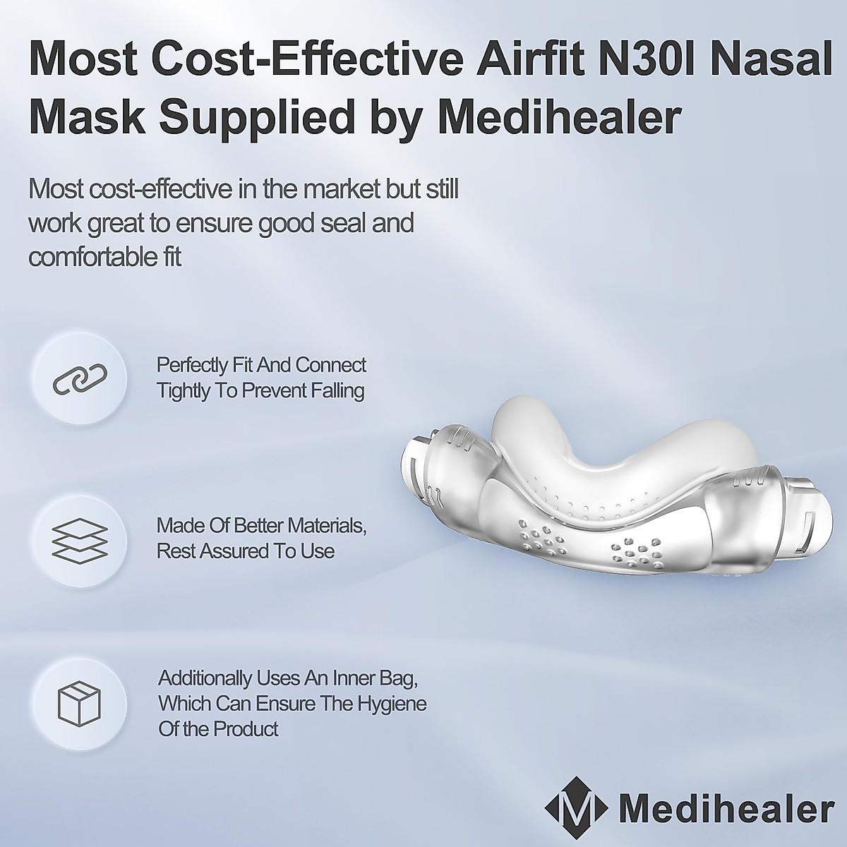Medihealer 2 Packs Replacement Cushion for Airfit N30i(M), 2 Packs Old Version Curved Nasal Cradle Cushion Compatible with N30i, Soft & Comfortable Great-Value Supplies