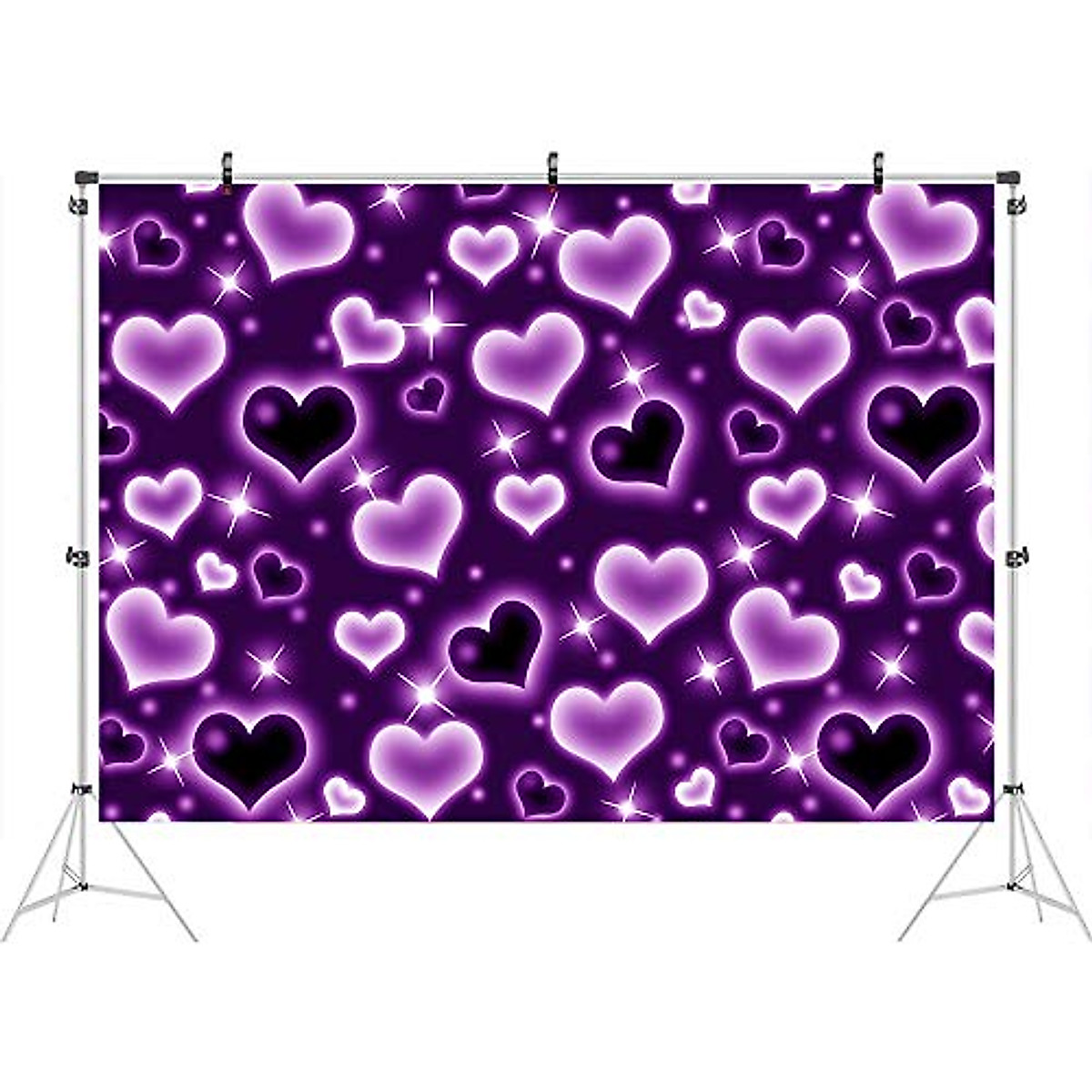 Ticuenicoa 7x5ft Purple Hearts Early 2000s Backdrop for Photography Love Heart Birthday Party Photo Background 2000s Valentines Portrait Backdrop Photo Booth Props Old School Photoshoot Backdrops
