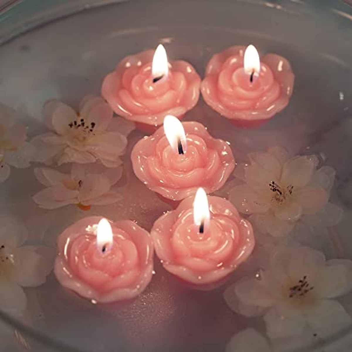Efavormart Set of 12 Pink Mini Floating Rose Candle Ideal for Aromatherapy Weddings Party Favors Home Decoration Supplies