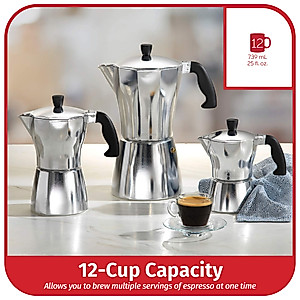 GoodCook Koffe 12-Cup Aluminum Stovetop Moka Pot Espresso Maker, Silver