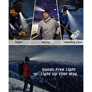 Sleep Mask Bluetooth Eye Mask with White Noise Bundle Bluetooth Beanie Hat with Light, Christmas Gifts for Men Women Dad