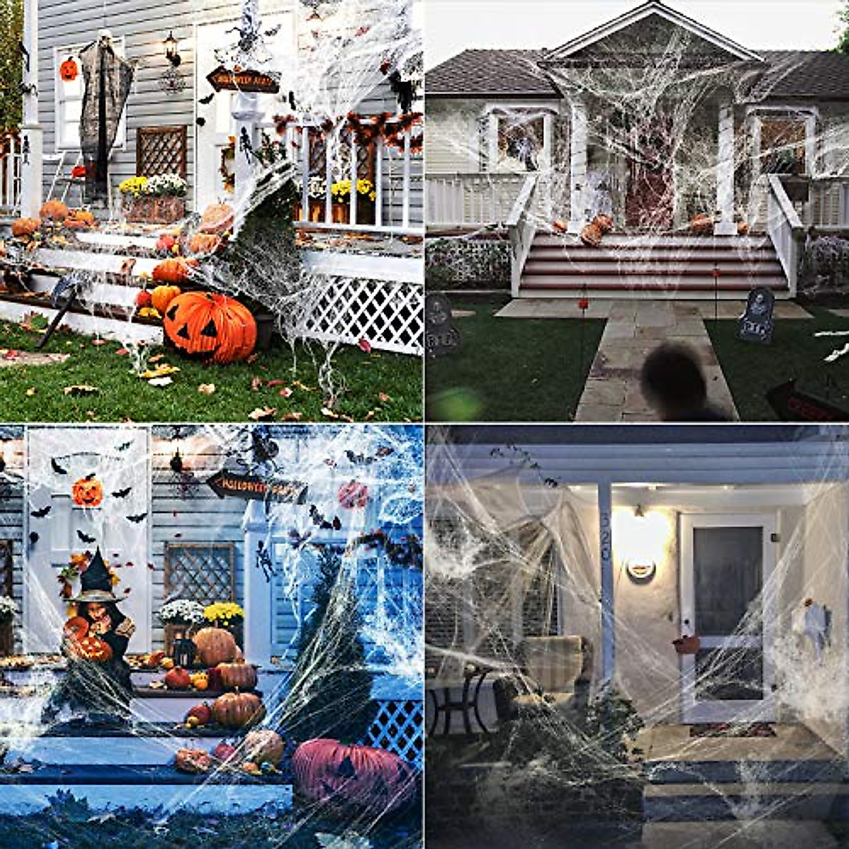 1400 sqft Spider Webs Halloween Decorations, Super Stretch Spider Web Cobwebs Haunted House Yard Creepy Scene Props Indoor Outdoor Decor and Halloween Party Supplies (200g/7.05 oz)