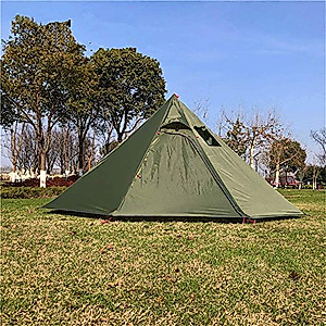 Genma0 Ultralight 2 Person Tipi Hot Tent with Fire Retardant Stove Jack for Flue Pipes with 2 Doors Army Green