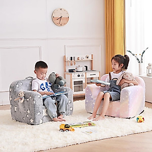 Tiita Kids Foam Chair, Star - Children Sofa with Armrest, Lightweight, Portable, Removable Cover, Side Pockets, Special Design for Girl or Boy