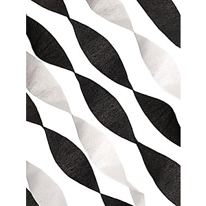 BLACK and WHITE Crepe Paper Streamers (2 Rolls Each Color) MADE IN USA!