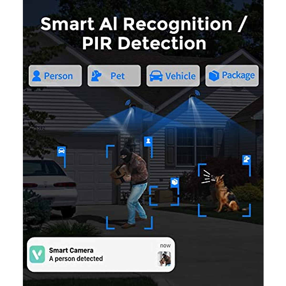 Outdoor Security Camera, 1080P HD Wireless Outdoor Camera with Night Vision, AI & PIR Motion Detection, IP65 Weatherproof, 2-Way Audio, Battery Powered Security Cameras Wireless Outdoor -2 Cameras Kit