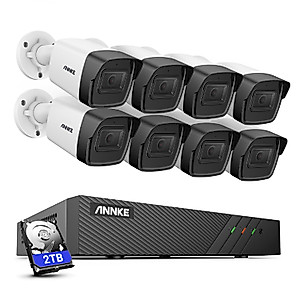 ANNKE H500 3K 5MP Poe Security Camera System with Audio, 8CH H.265+ NVR with 2TB HDD for 7/24 Recording, 8pcs Wired Outdoor IP Camera, Human&Vehicle Detection, Color Night Vision, Build-in Mic, IP67