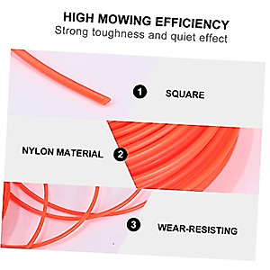 2pcs Trimmer Square Tool Nylon Rope Mower Trimmer Nylon Trimmer Spool Fence line Mower Cords Mower Trimmer Line Nylon Simple Mower Parts Brush Cutter Electric Wire to Rotate