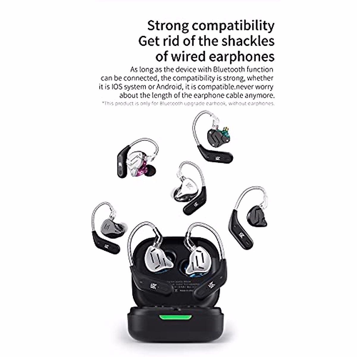 CCA KZ AZ09 Bluetooth 5.2 Module IEM Bluetooth Adapter Wireless Waterproof Ear Hook Extra Long Battery Life Bluetooth Cable for ​KZ ZS10 PRO/ZSN Pro X/ZSN PRO/ZSX/AS12/AS16/ZAX CRA/C12(C pin)