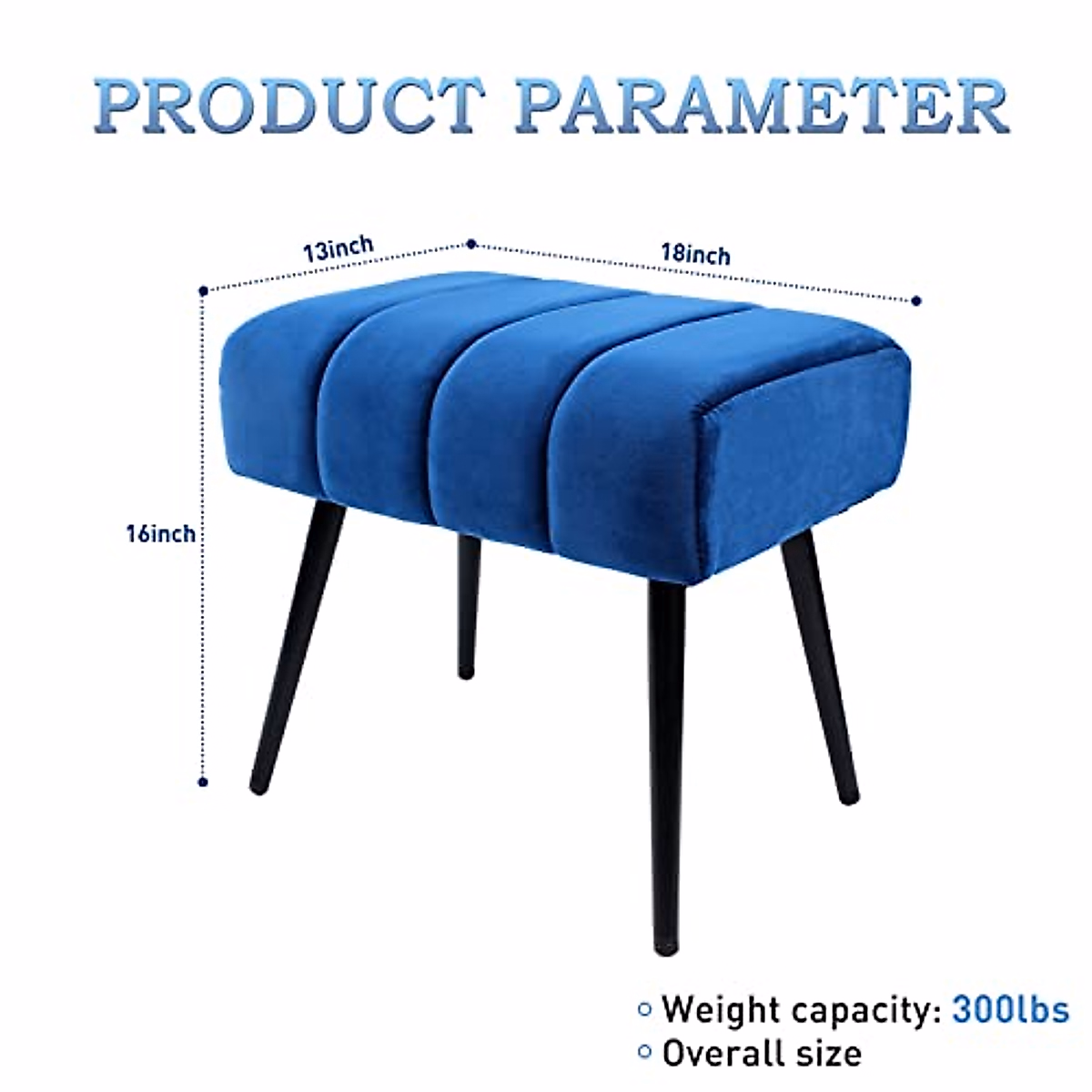 ECOMEX Velvet Accent Chair with Ottoman, Living Room Chair and Ottoman Set,Modern Lounge Chair with Footrest, Accent Chair with Foot Rest, Single Sofa Chair for Bedroom, Office, Hosting Room.(Blue)