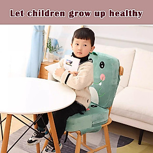 Toddler Booster Seat for Dining Double Straps Washable Portable Thick Chair Increasing Cushion for Baby Kids (Green)