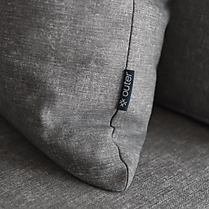 Outer Outdoor Throw Pillow with OuterWeave Performance Fabric, Decorative Outdoor Pillow for Patio & Outdoor Furniture, Includes Machine Washable Pillow Cover and Insert - Dark Pebble Gray, 12"x20"
