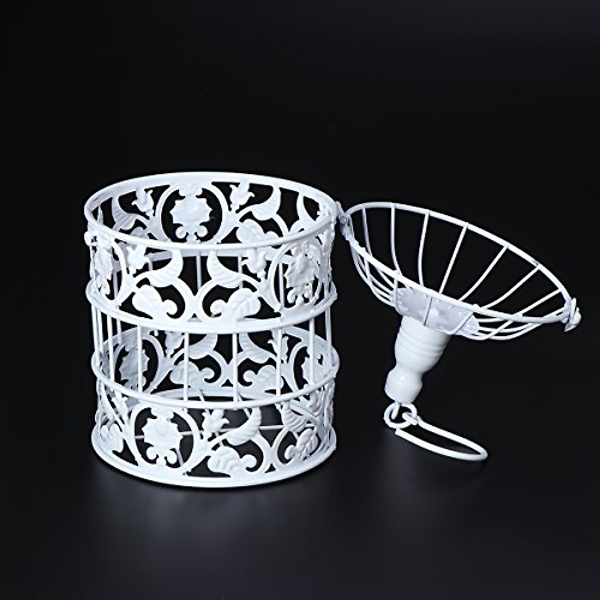 UEETEK Decorative Metal Bird Cage Home Hanging Ornament for Wedding Party Decoration (White)