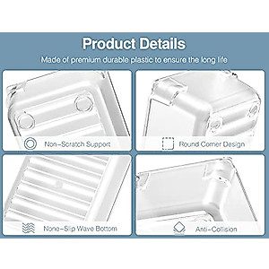 Puroma 10Pcs Drawer Organizer Set 5-size Versatile Vanity and Bathroom Drawer Organizers, Clear Plastic Desk Drawer Organizer Trays and Customize Layout Storage Bins for Makeup Kitchen Office (Clear)