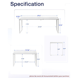 Nxconsu Expandable Cabinet Shelf Organizer Storage Rack Shelf Riser for Kitchen Pantry Cupboard Bathroom Under Sink Countertop Desktop Space Saver Freestanding Stackable Heavy Duty Flat Edge White