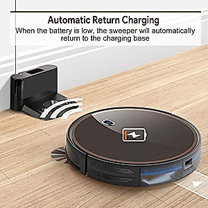 Robot Vacuum, Robot Vacuum Cleaner with Quiet Multiple Cleaning Modes Self-Charging 2000Pa Suction Robotic Vacuum Cleaner for Pet Hair Hard Floor Medium-Pile Carpets