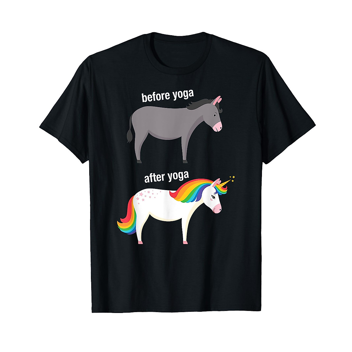 Before and After Yoga Funny Unicorn illustration Design T-Shirt