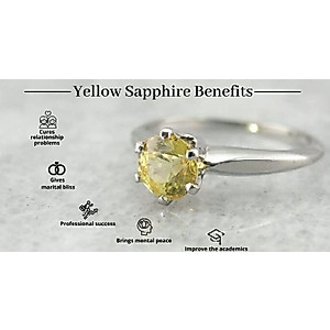 SirDaksh 7.00 Carat Certified Yellow Sapphire Gemstone Silver Plated Ring For Men And Women's