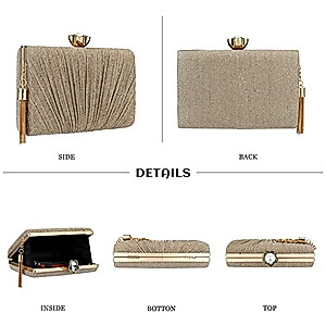 Rkrouco Women's Evening Bag Sparkle Sequin Evening Handbag,Lady Party Wedding Clutch Purse for Wedding Parties.(Gold)
