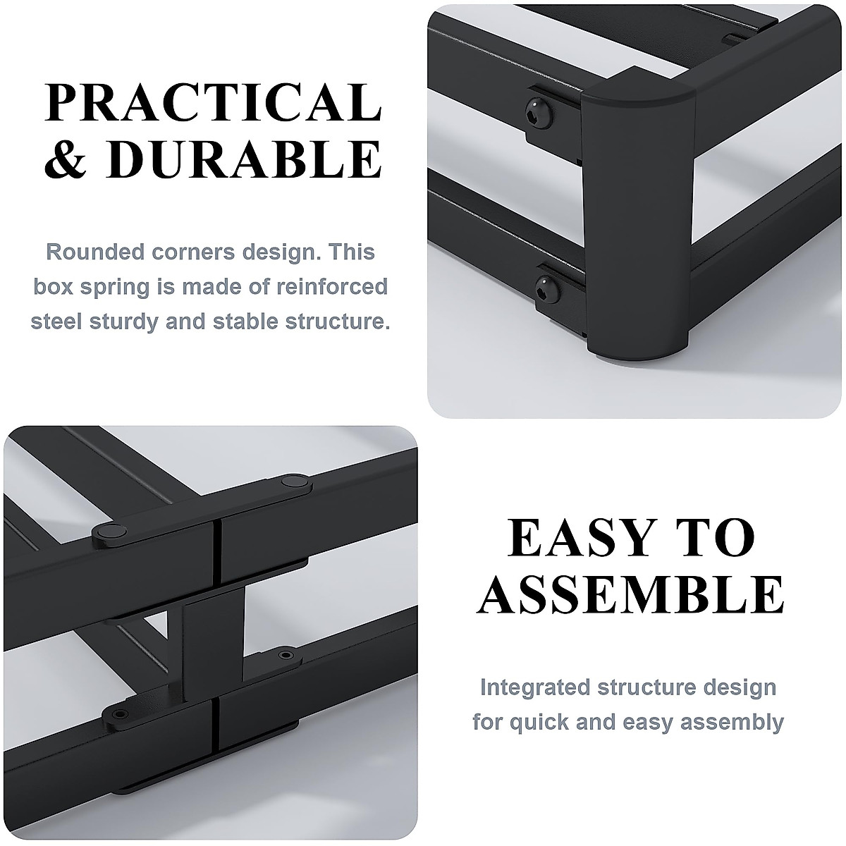 Vehowy 4 Inch Box Spring for Queen Bed,Queen Size Box Spring Only,Heavy Duty Mattress Foundation,Metal Bed Base,Non-Slip,Easy Assembly