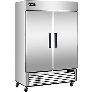 KITMA 2 Door Commercial Freezer 54" Commercial Reach-in Freezer Cooler, Commercial Fridge with LED Lighting, 49 Cu. Ft