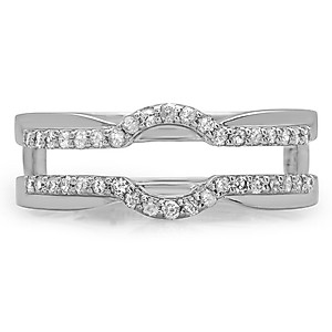 Dazzlingrock Collection 0.28 Carat (ctw) Round Diamond Wedding Band Enhancer Double Ring 1/4 CT, 14K White Gold, Size 7